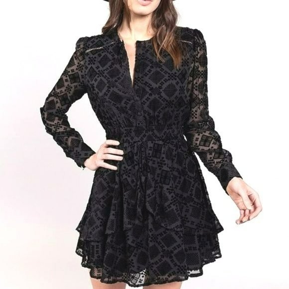 Allison Clothing | Dresses | Allison Collection Burnout Velvet Ruffle ...